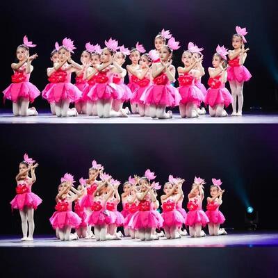 正品六一儿童桃朵服朵开演服幼儿园花瓣舞蹈蓬蓬裙表演可出爱公主