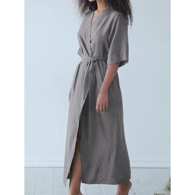 Women's sleepwear, wind cotton linen dress, bathrobe, wind
