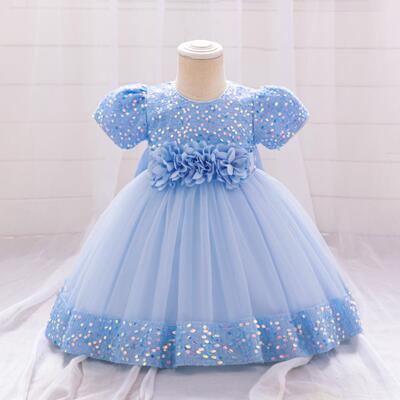 pink kids clothes 2116 big bow 3d flower girls frock tulle
