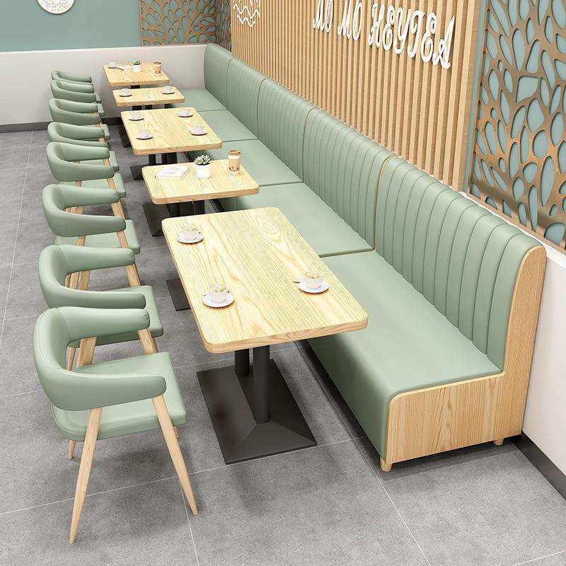 餐厅靠墙卡座沙发商用咖啡厅甜品店小吃面馆汉堡店奶茶店桌椅组合