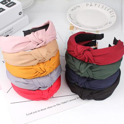Wide Top Knot Hair Bands For Women Headdress Solid Color Clo