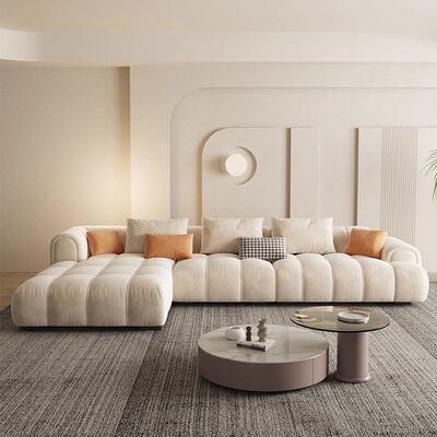 奶油约HSI法风沙发轻奢式科技布客厅贵妃转乳胶简现代云朵直排沙