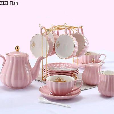 Light Coffee Cup and Saucer Set Milk Pot Sugar Pot Coffee Ap