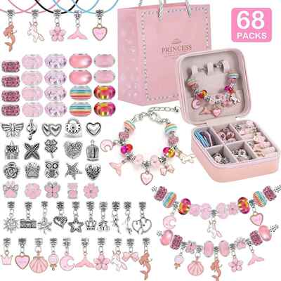 68Pcs Beads Charms Bracelet Making Kit, DIY Beaded Bracelet
