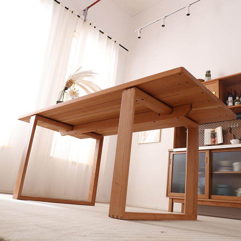 北欧式实木餐组合樱桃椅木莫比恩长条桌凳日大板桌子桌家用工作台