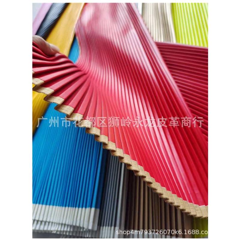 条纹压排抓箱包皱皮革pu面料纹折小手压折pu人造革褶皱 条纹折皱
