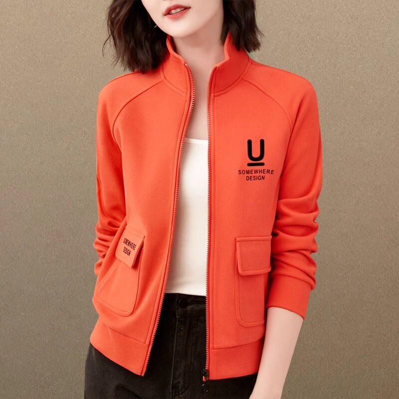 秋季卫衣外套女2026年新款拉链开衫工装妈妈装显瘦减龄立领上衣