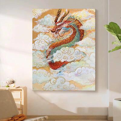 定做大村装新中龙腾里手理油画中国龙年肌画玄关饰画客芬厅挂绘式