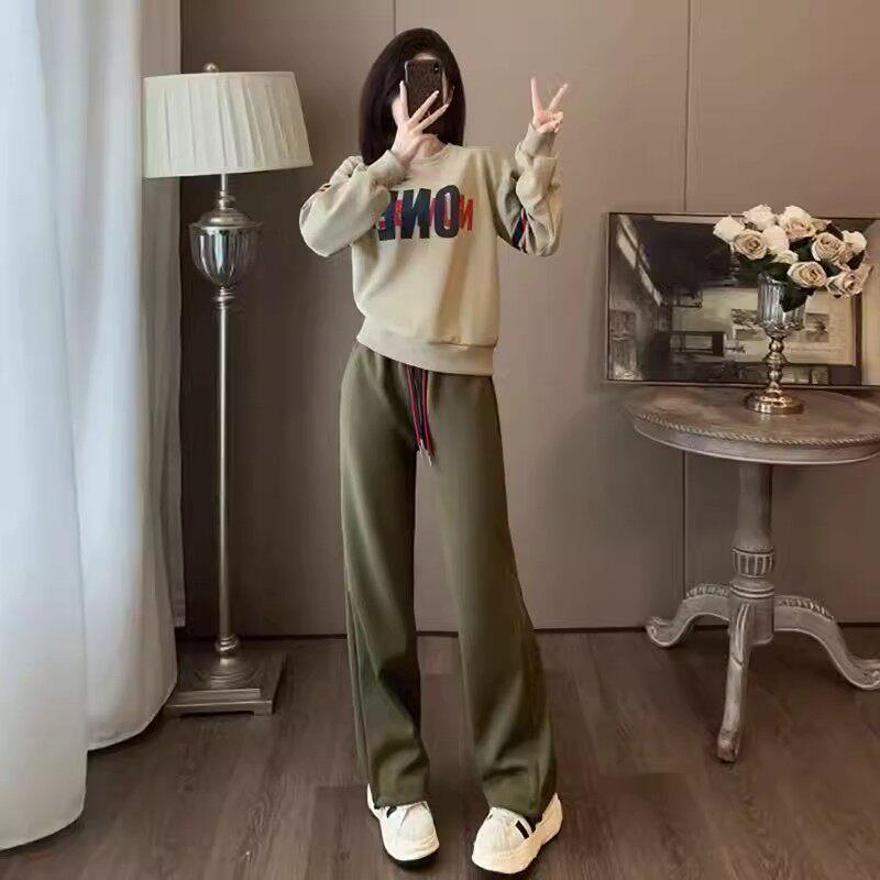 Rouje Moaks阔腿裤字母印花时尚减龄休闲两件式卫衣春秋运动套装