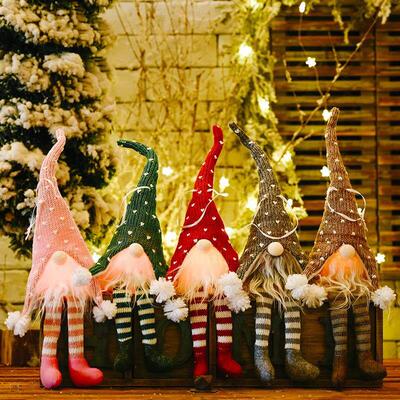 Christmas Decorations Forest Old Man With Lamp Hanging Leg