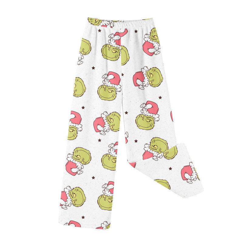 Dr Seuss Grinch Pajamas Women Pink Santa Hacci Knit Lounge