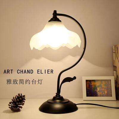 高档新室E中式古典美式复古寝床灯头台 可调光玻璃欧式装饰LD灯