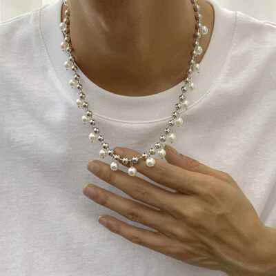 Pearl necklace simple temperament single-layer bead chain h1