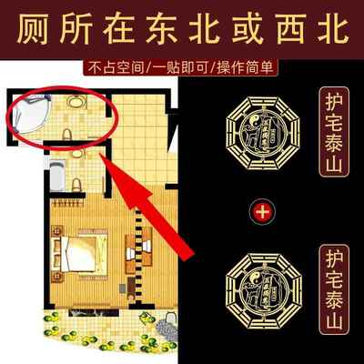 厕所在东北角西北角化解厨房门卧室卫生间正东污口乾位摆件贴纸