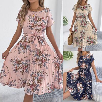 Summer New Bow Tie Round Neck Boho Chic Feminine Casual Wear