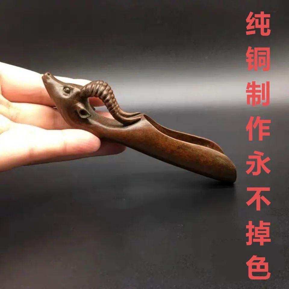 紫铜羚羊头茶匙茶铲 茶叶小铲子铜茶铲 神兽茶具茶道用品