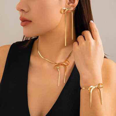 Bow shaped earrings knotted French minimalist earrings项链