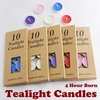 Tealight Candles 10 Pack Unscented 4 Hour Burn Smokeless