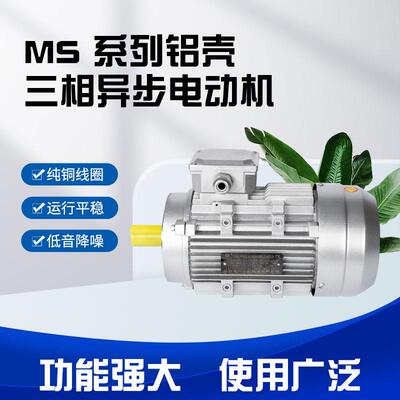MS三相异步电动机卧式安装铝壳电机B14380V电机速机装配马达