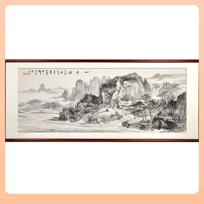 ALJ6纯手绘山水画国画字画客厅新中式装饰画办公室禅意水墨挂画山