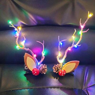 Antler Hair Clip Colorful Light Antler Ears Christmas Hairpi
