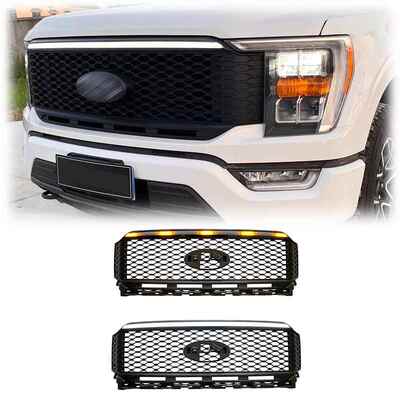 中网适用于21+福特F150中网贯穿LED灯前格栅带灯前脸F150中网