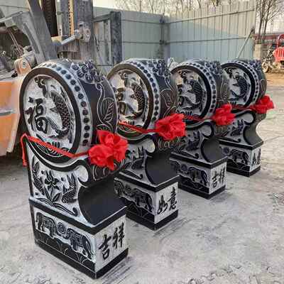 青石狮石雕门墩抱鼓石子貅貔小象麒麟一对石鼓墩装饰门口JFK摆石