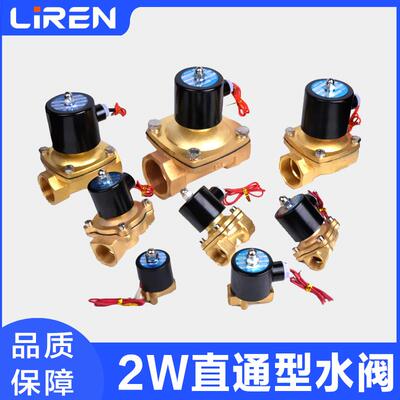 2W水阀025/040/160/200/250/400/500直通常闭气动电磁阀24V 220V