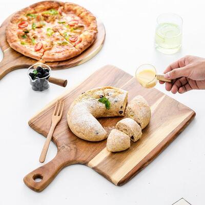 Wooden Charcuterie Board Pizza Platter Fruit Cheese Bread