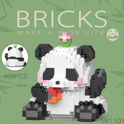 12PCS Micro Building Blocks Model Mini Bricks Kawaii Panda F