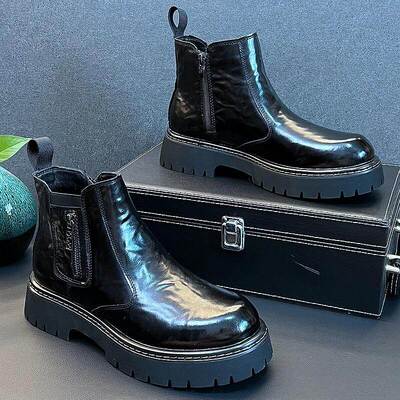 轻熟风~Minimalism Aquaman!松糕底高筒鞋男内增高马丁靴舒适厚底