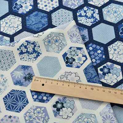 纯棉布料手中工diy蓝底印染服全棉料家居茶艺装国61197风格青面花