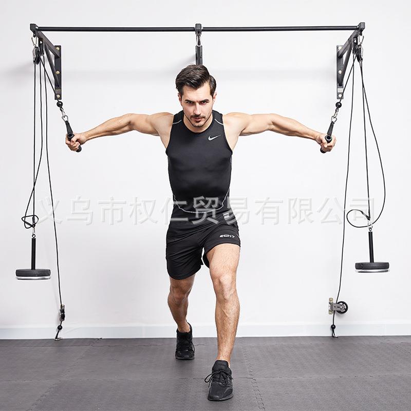 双杆墙体龙门架综合训练器拉杆健身器材宽背负重训练杠铃哑铃把手