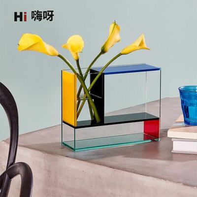 Hi嗨呀MOMA纽约艺术馆创意压克力花瓶ins风有机玻璃蒙德里安花瓶