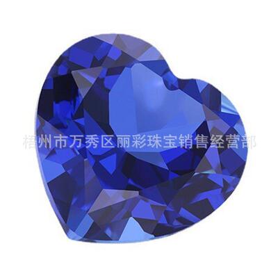 心形培育蓝宝石裸石 实验室培植桃心形蓝宝石Sapphire blue
