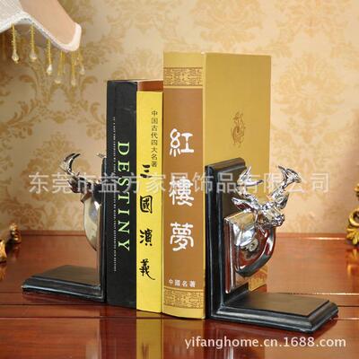 厂家欧式房乡村MPN风格镀鹿头书靠书装饰摆件电树脂工艺品摆饰