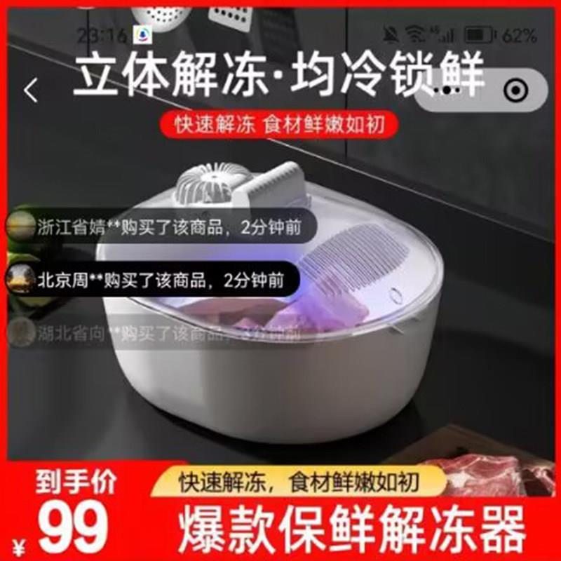 坪瑞解冻神器德国黑科技食物四合一杀菌保鲜器家用冻肉快速化冻机