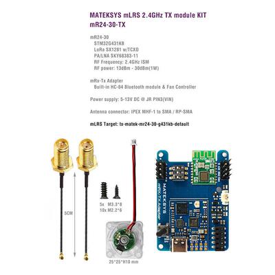 MATEKSYS MLRS MAVLINK 2.4GHZ TX MODULE KIT 接收机 MR24-30-TX