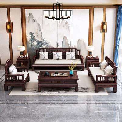 新型KTX中式乌金木13沙发组小合2轻奢古典大户家用客厅实木家具套