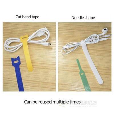50pcs T-type Velcro Cable Tie Wire Reusable Cord Organizer W