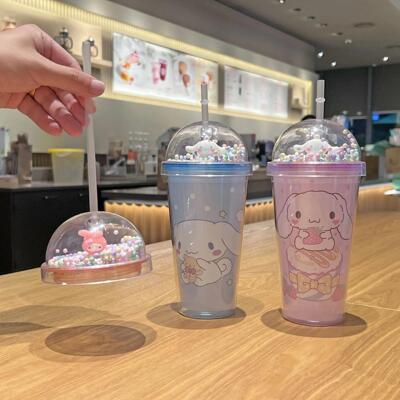 450Ml Cinnamoroll Straw Cups Anime Cartoon Sanrio My Melody