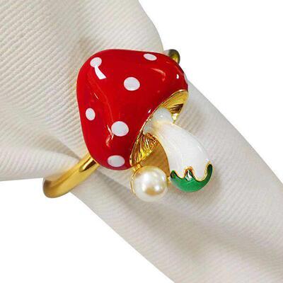 10Pcs Mushroom Napkin Rings Red Napkin Ring Holders Holiday