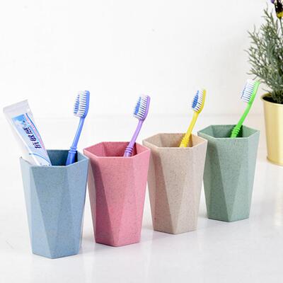 Travel Rhombus Wheat Straw Toothbrush Cup Mouthwash Cup Hous
