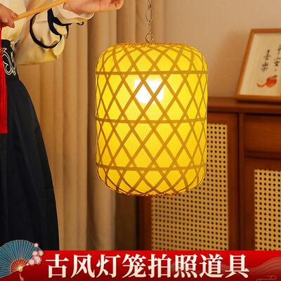 竹编灯笼提汉手服手持物夜景拍照影视瓜具中TKG式道冬形灯罩手工