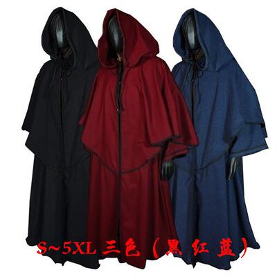 Men Oversized Hooded Sleeved Medieval Cape Robe Wizard