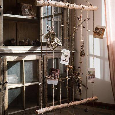 照片夹天然原木手花工麻绳悬挂照装饰F968H959幼宿儿园教室舍片墙