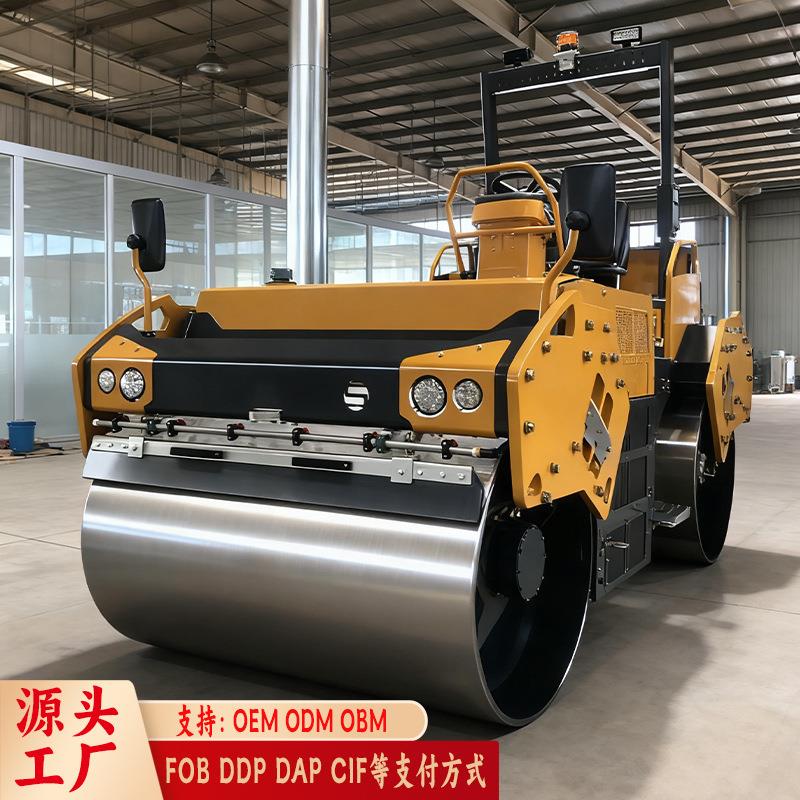 座驾式双钢轮压路机地基压实设备沥青路面振动压实机柴油压路机