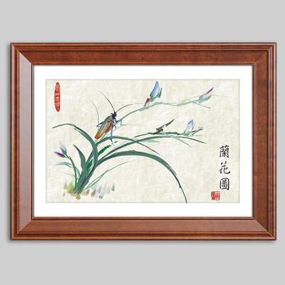 实木字画 画框装裱书法字中式相框挂墙4开 加卡纸裱画 画外框定做