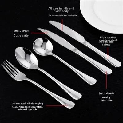Nordic stainless steel steak knife, fork and spoon set
