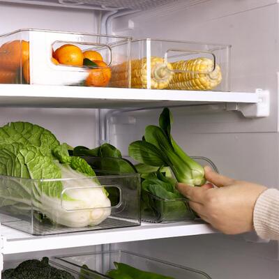 Dual-handle transparent refrigerator storage box, PET deskto